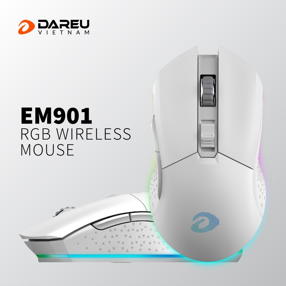 Chuột DareU EM901 RGB Wireless Trắng